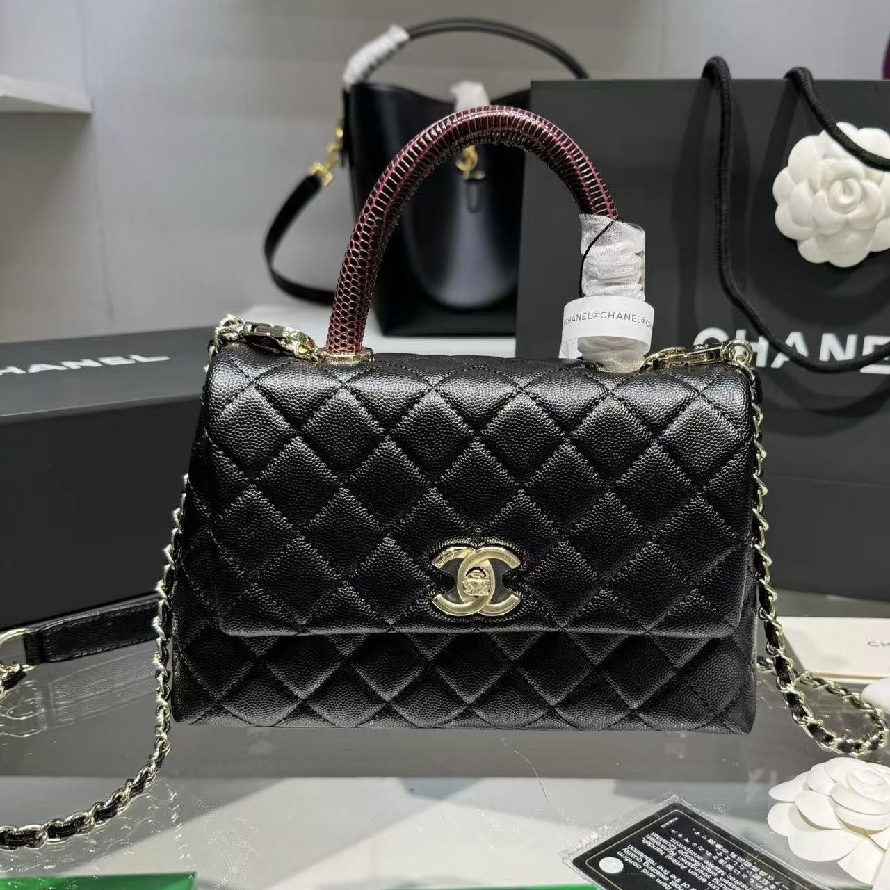 Chanel Medium Flap Coco Bag With Top Handle Black For Women, Women’s ...