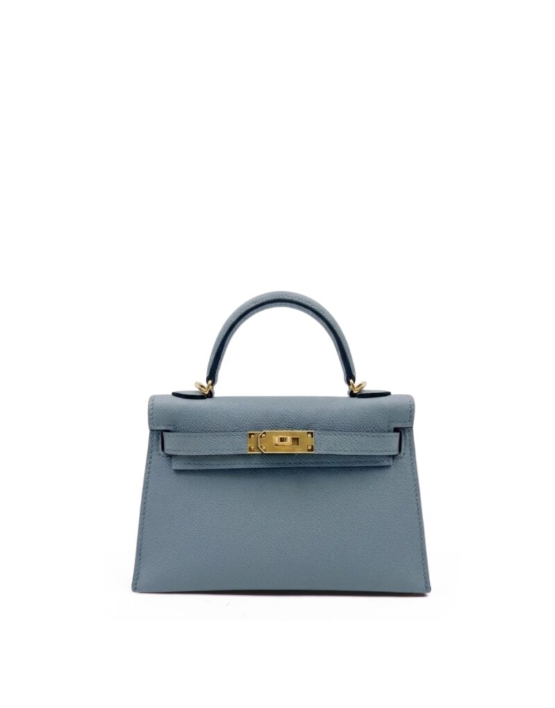 Hermes Kelly Mini Top Handle Bag 7.5in/ 19cm Bleu Glacier Gold Hardware ...