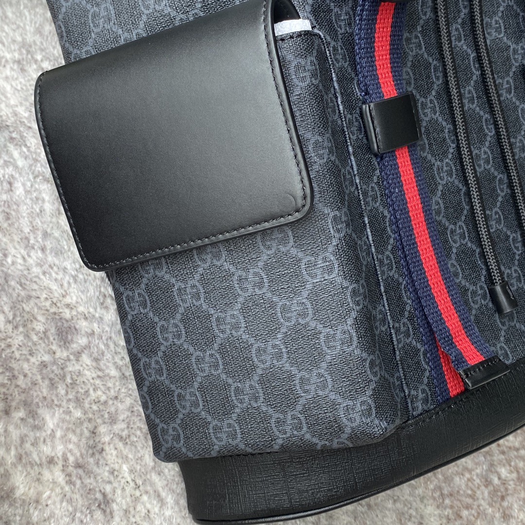 Gucci Black Backpack Black/Grey Soft GG Supreme Blue And Red Web For ...