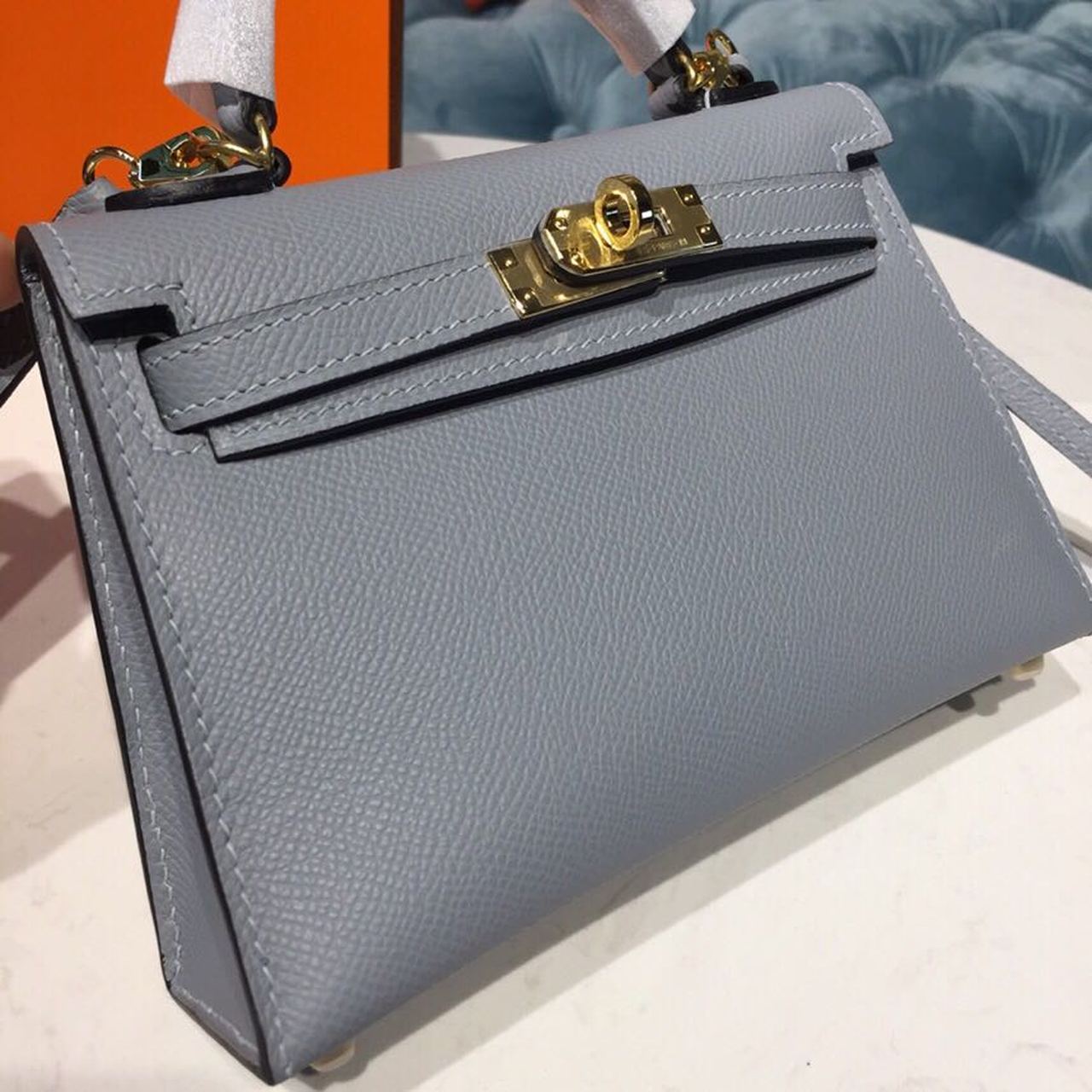 Hermes Mini Kelly Light Blue For Women Gold Toned Hardware 7.5in/19cm ...