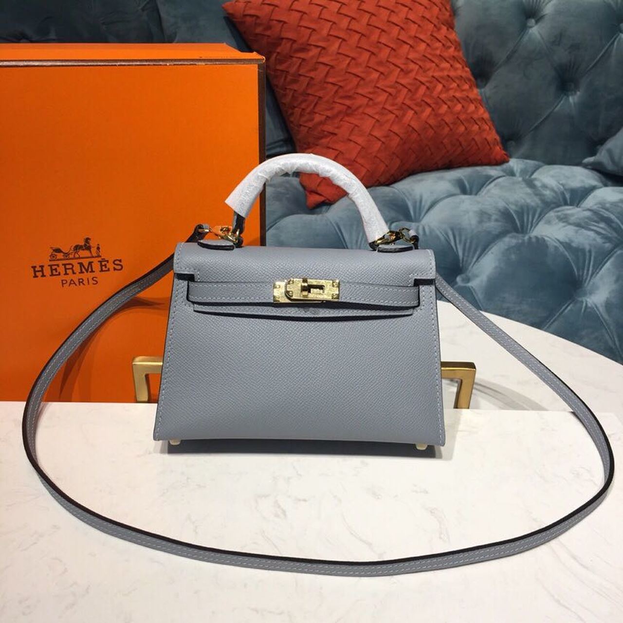 Hermes Mini Kelly Light Blue For Women Gold Toned Hardware 7.5in/19cm ...